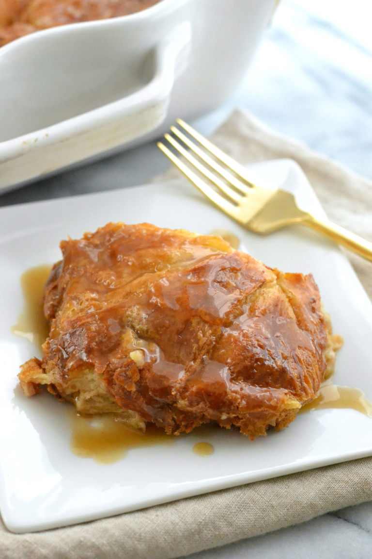 Croissant Bread Pudding with Caramel Sauce | Love & Food ForEva